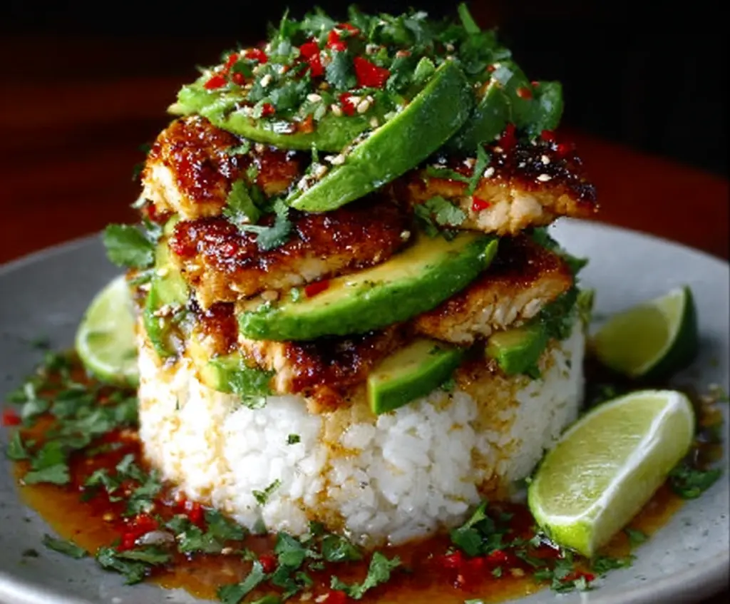 Easy Honey Lime Chicken Avocado Stack